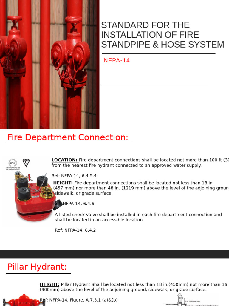 NFPA-14 Fire Standpipe & Hose Installation | PDF | Fire Sprinkler ...