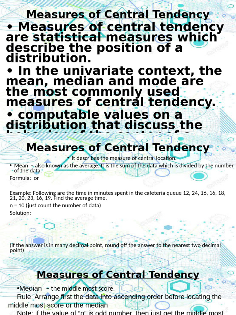 Measures of Central Tendency. | PDF | Mode (Statistics) | Arithmetic Mean