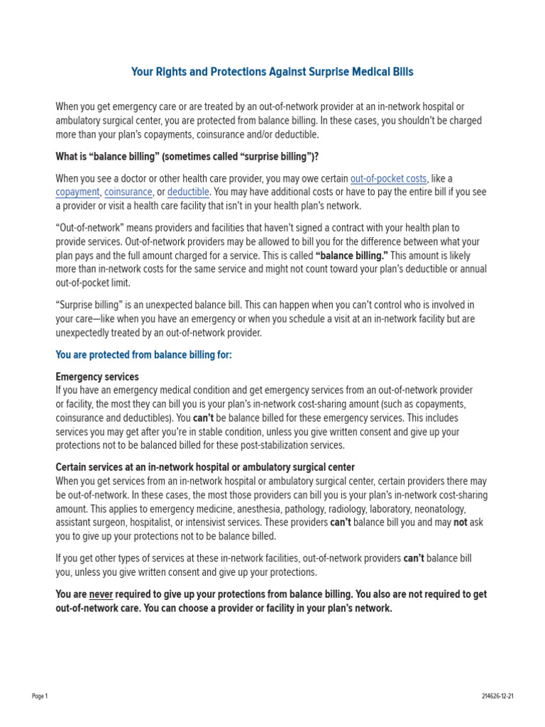 COCO - 214626 - 21 - Your Rights and Protections Against Surprise ...