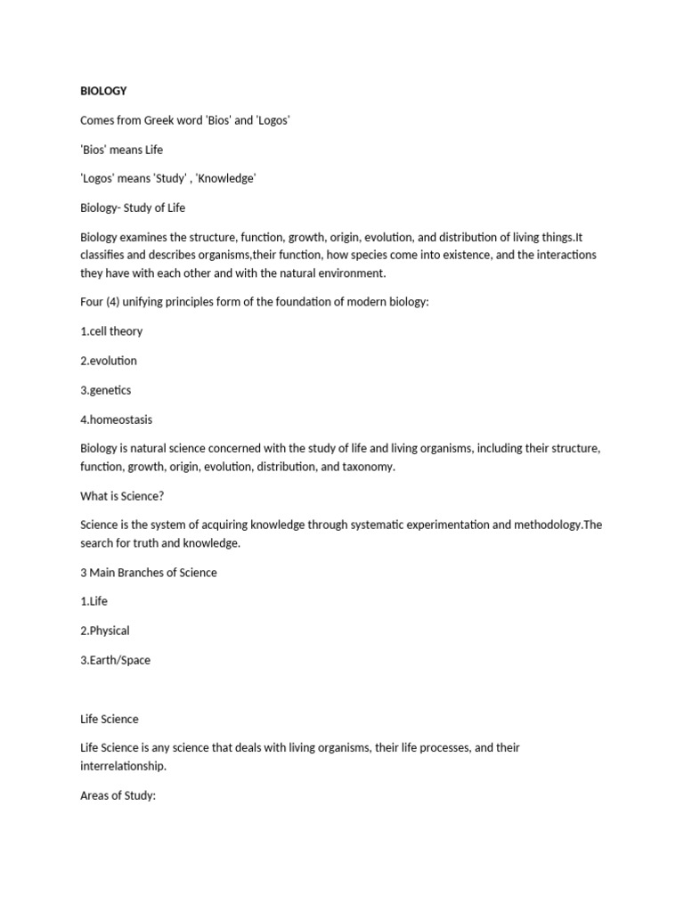 BIOLOGY HANDOUTS | PDF | Science | Experiment