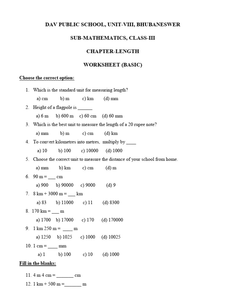 WS ClassIII Ch Length(Basic) | PDF | Length | Metrology