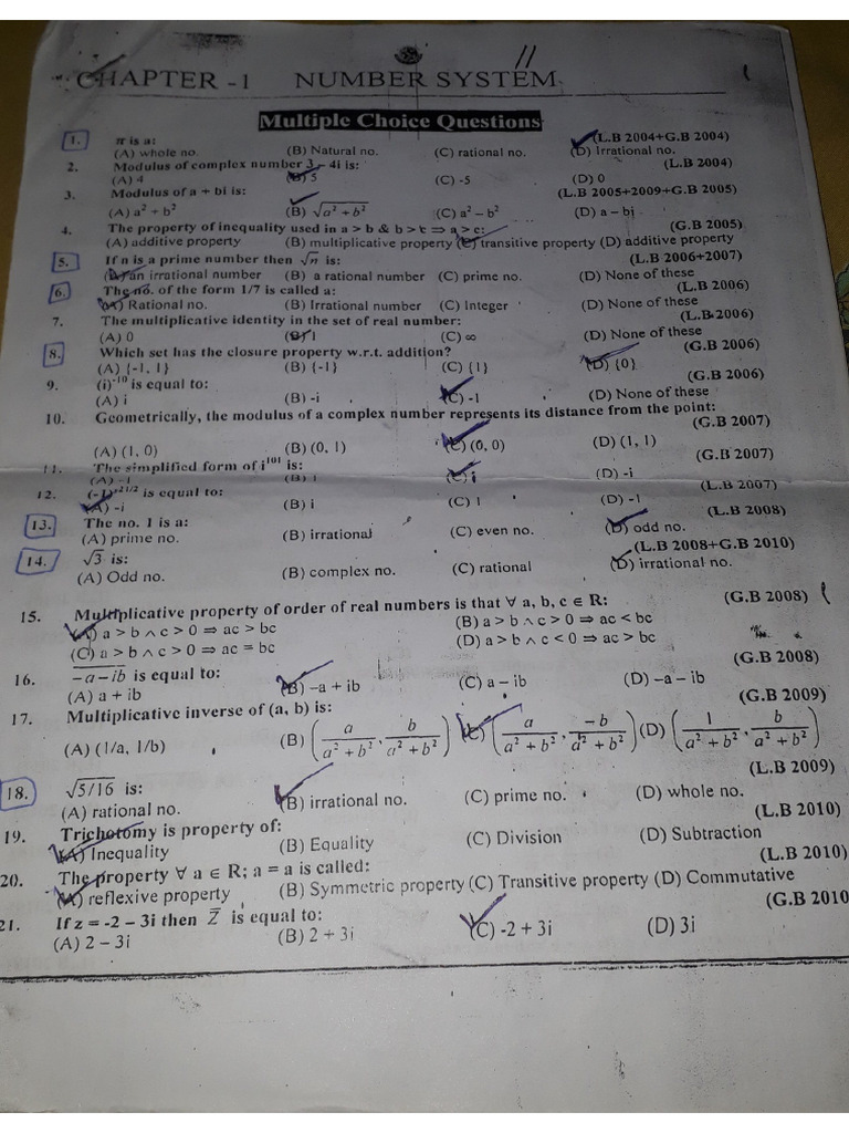 Math MCQS Notes 11th Class-1 | PDF