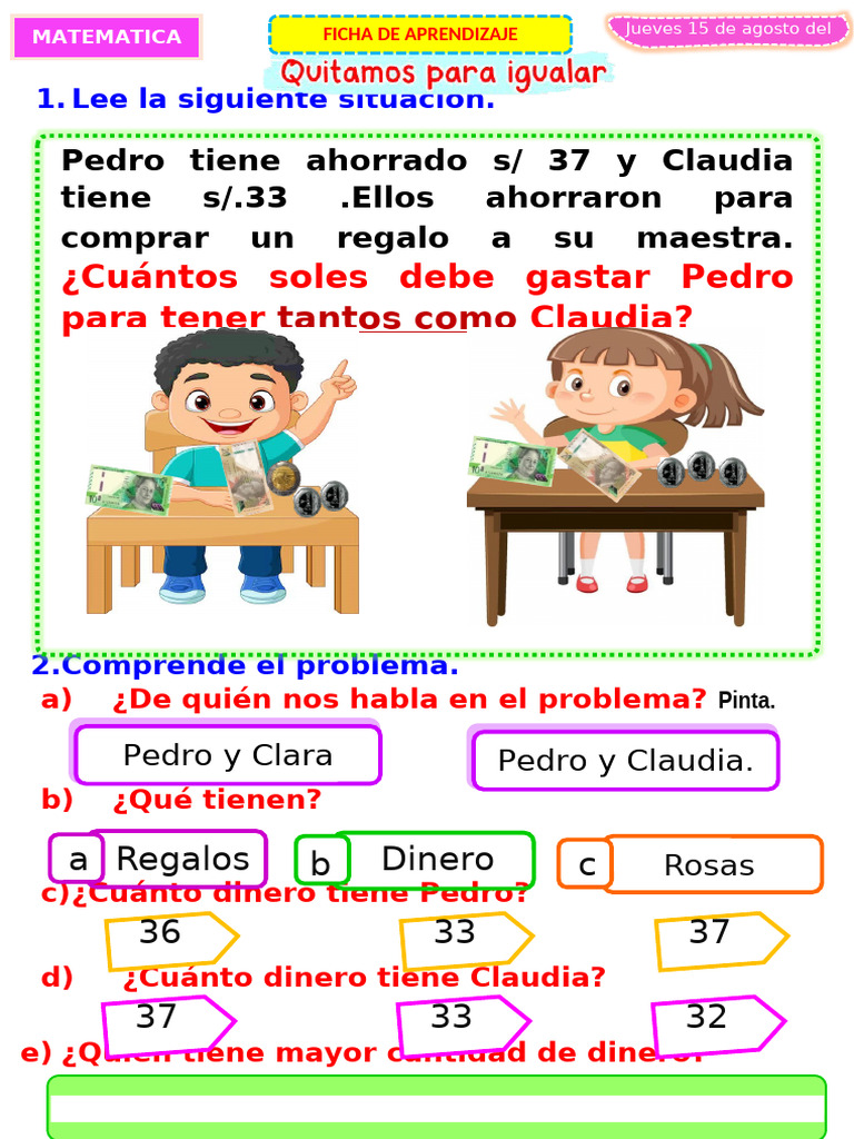 FICHA JUE MATE Resolvemos Problemas De Igualaci n 2 1 PDF