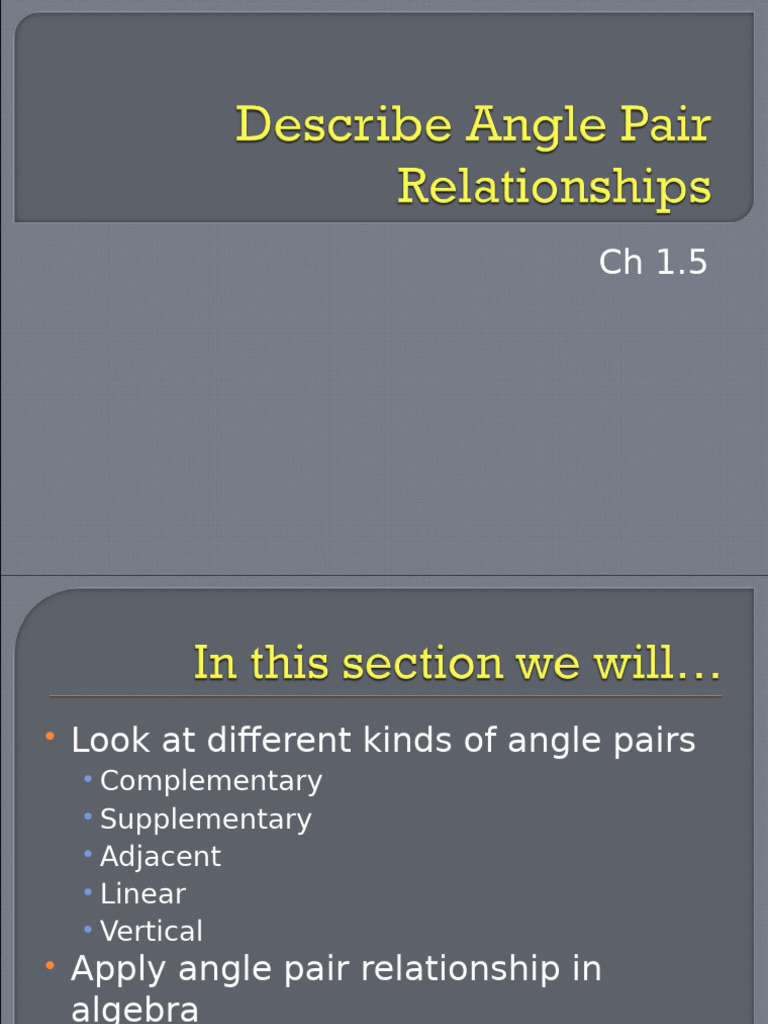 Angle Pair Relationships | PDF