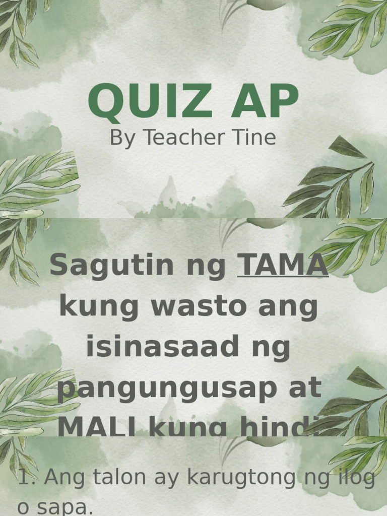 Quiz in Ap3 Quarter 1 | PDF