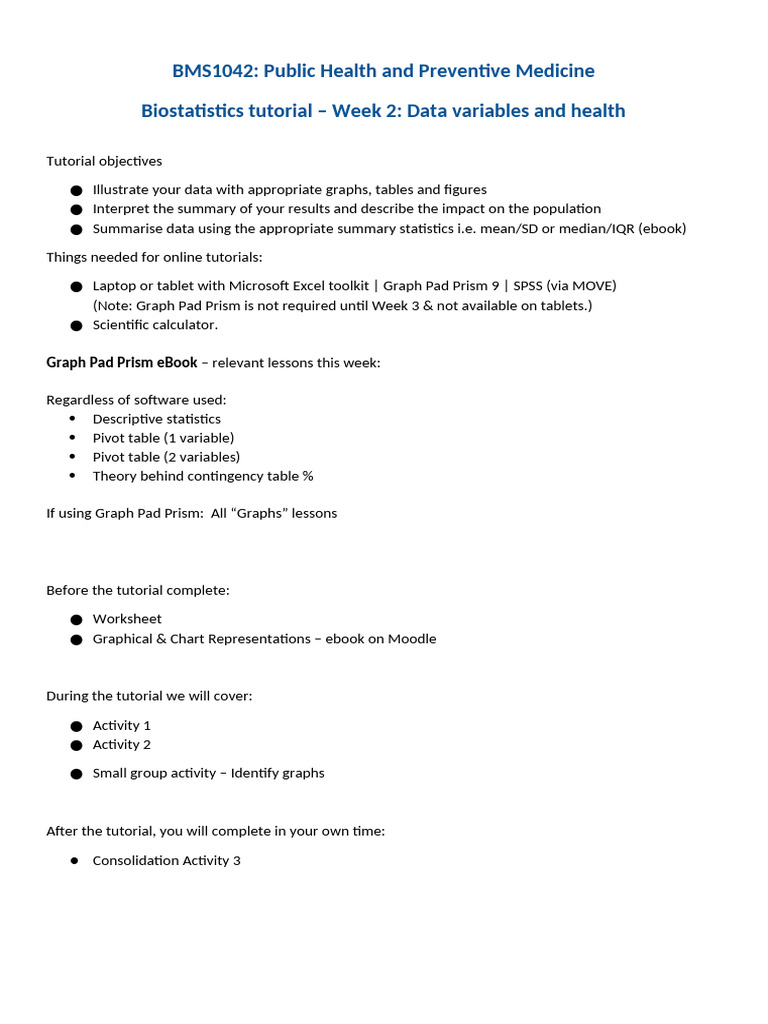 Biostats Tutorial - Week 2 Worksheet 2024 | PDF | Histogram