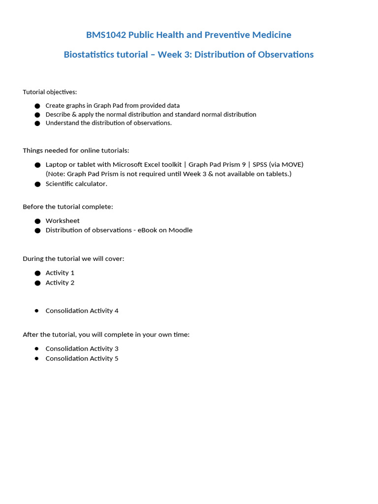 Biostats Tutorial - Week 3 Worksheet 2024 | PDF | Statistics | Histogram