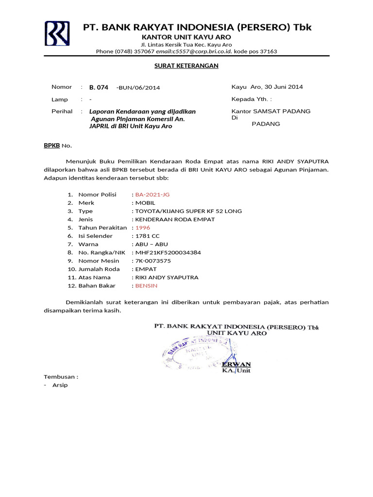 Surat BNK | PDF | Pengelolaan Keuangan & Uang