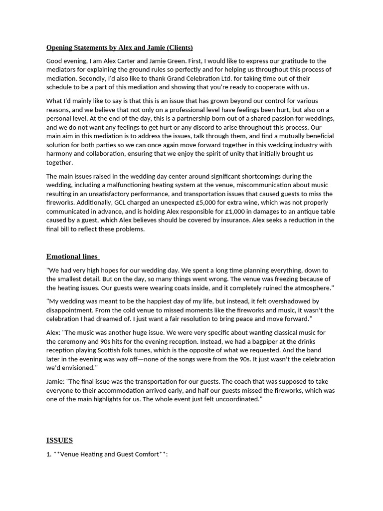 Opening Statements by Alex and Jamie | PDF