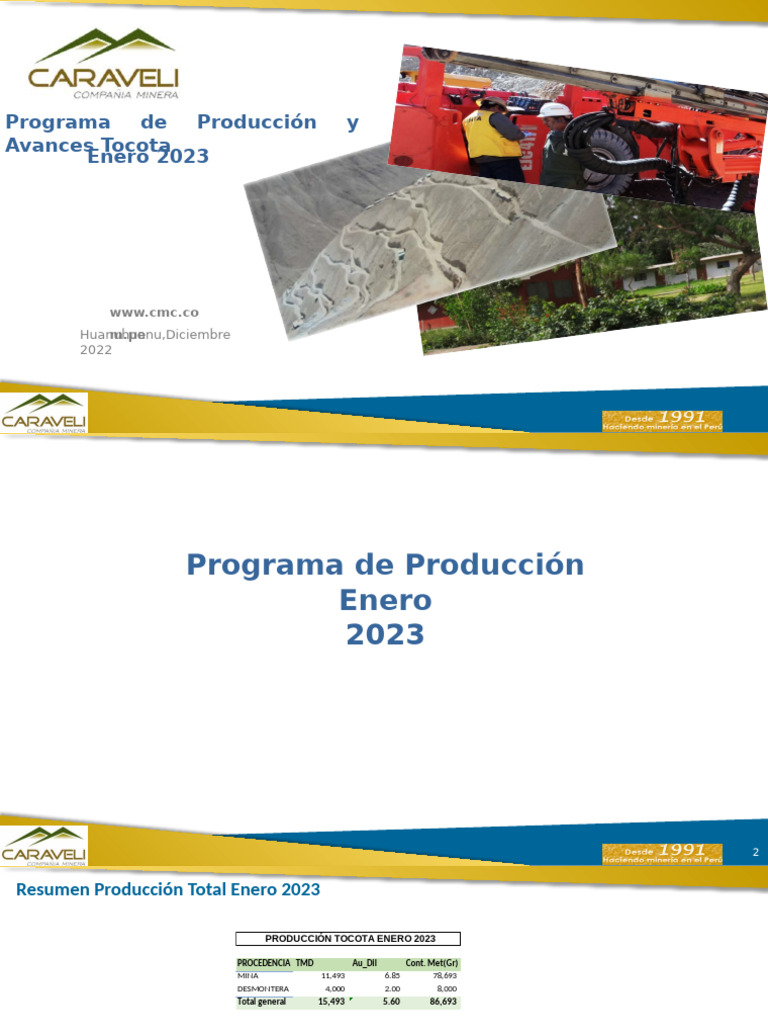 Resumen Programa de Produccion - Avances Diciembre 2022 | PDF