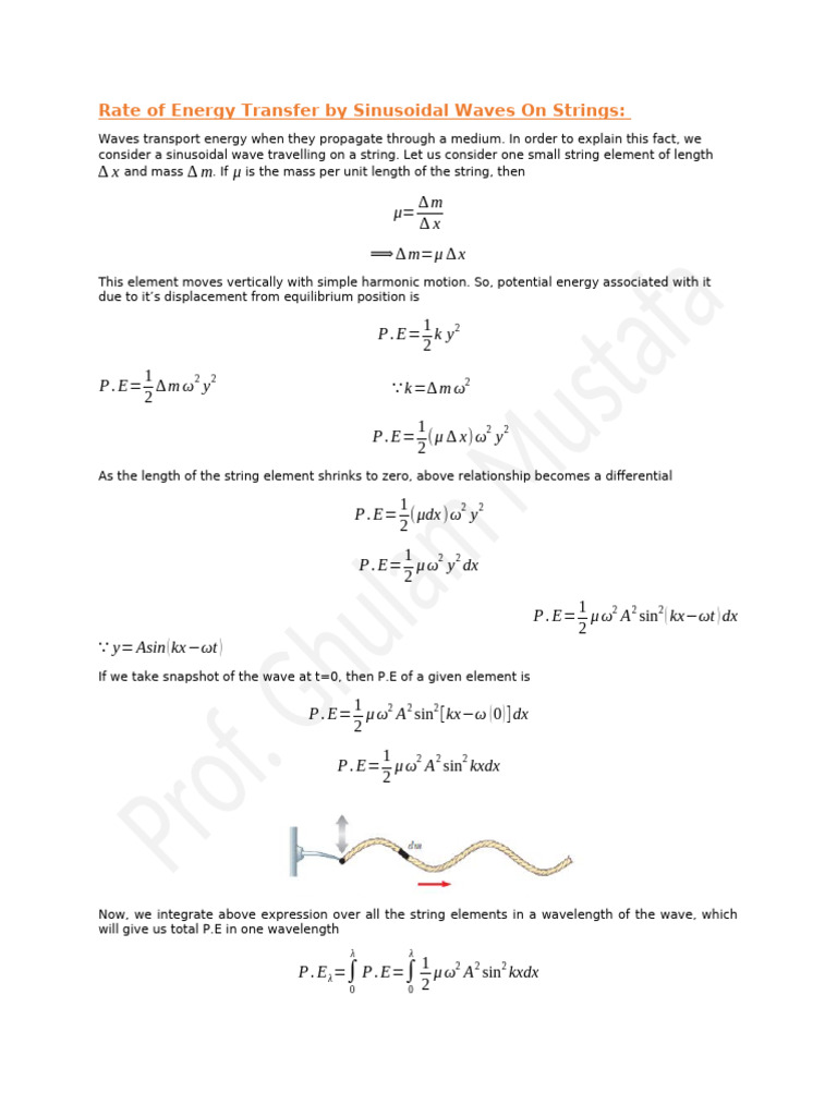 Rate of Energy Transfer by Sinusoidal Waves On Strings | PDF | Waves | Wavelength