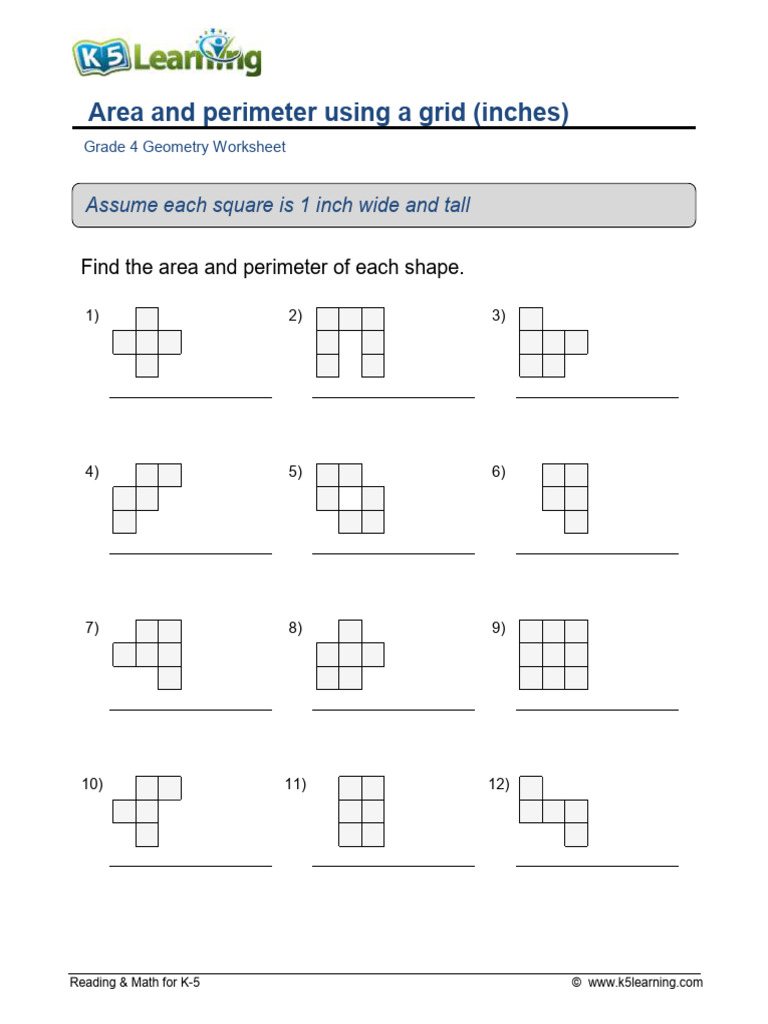 Grade 4 Geometry Area Perimeter Grid A | PDF | Teaching Methods & Materials