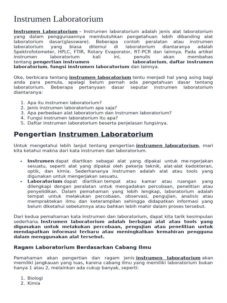 Instrumen Laboratorium | PDF | Sains & Matematika