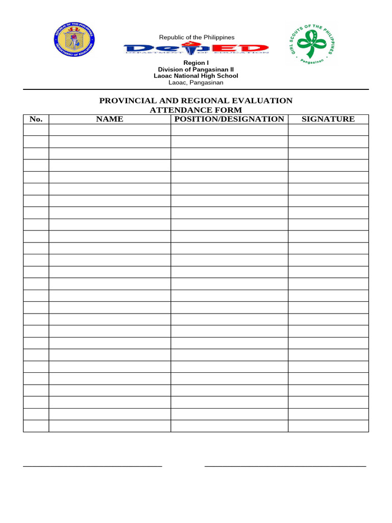 Laoac National High School Evaluation Form | PDF