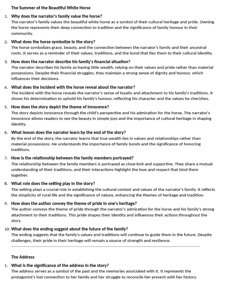 English Extra Snapshot Q/A | PDF | Love | Narration