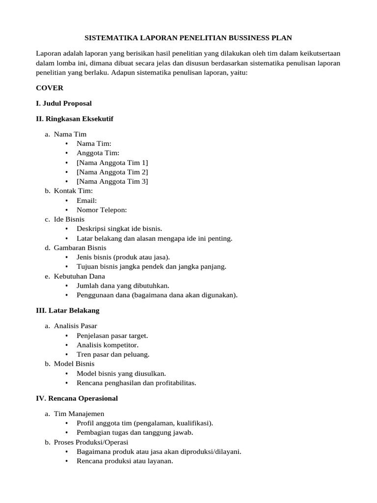 Sistematika Bussiness Plan | PDF | Bisnis | Seni