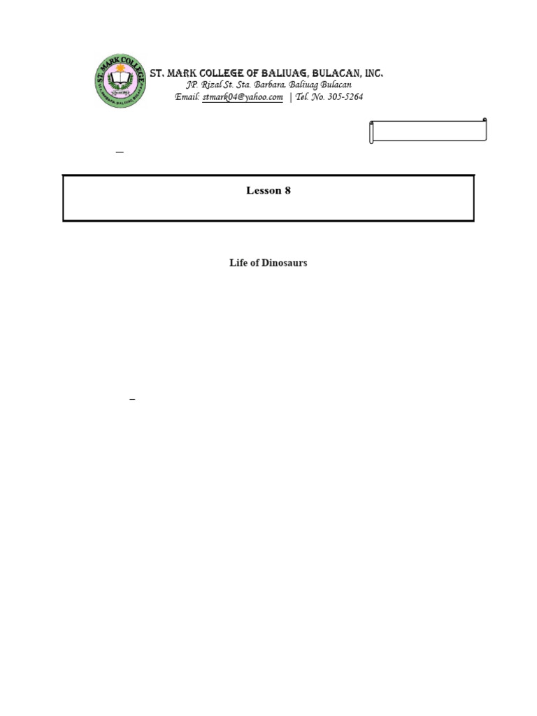 Elective 7 Module 8 | PDF | Dinosaurs