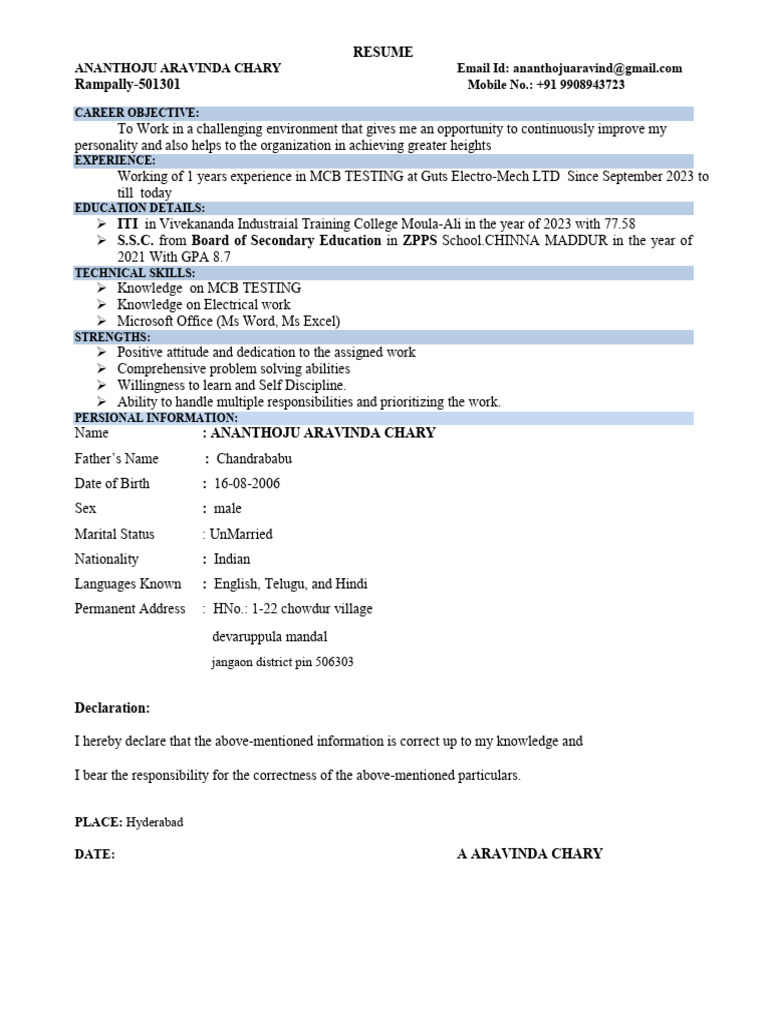 Aravind Resume | PDF