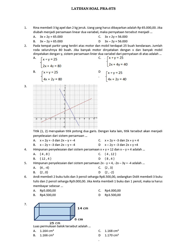 Latihan Soal Sistem Persamaan Linear | PDF