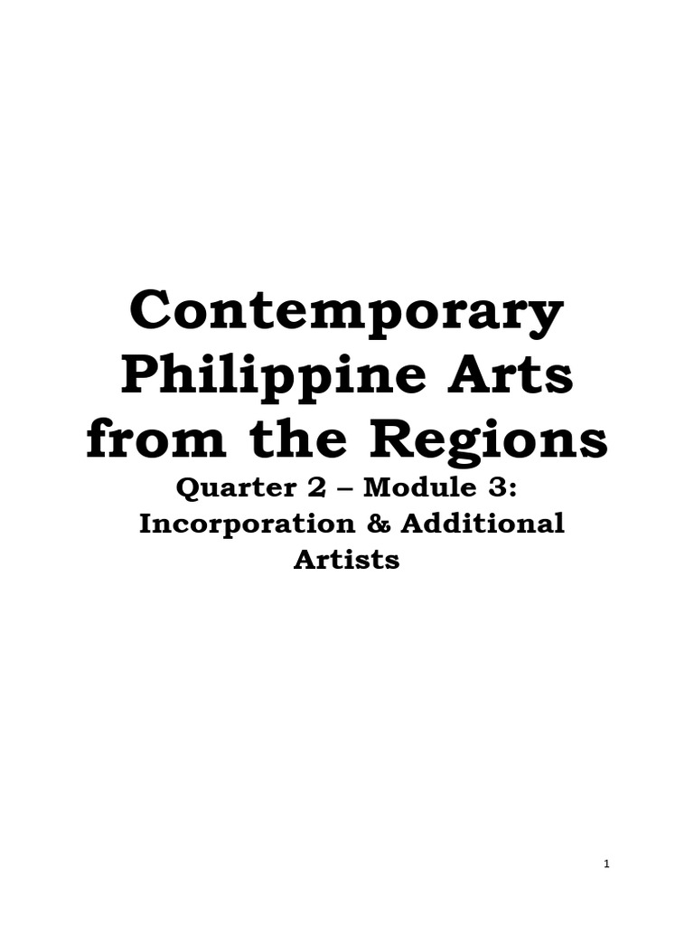 2nd Quarter MODULE 3 On CONTEMPORARY PHILIPPINE ARTS From The REGIONS 1 ...