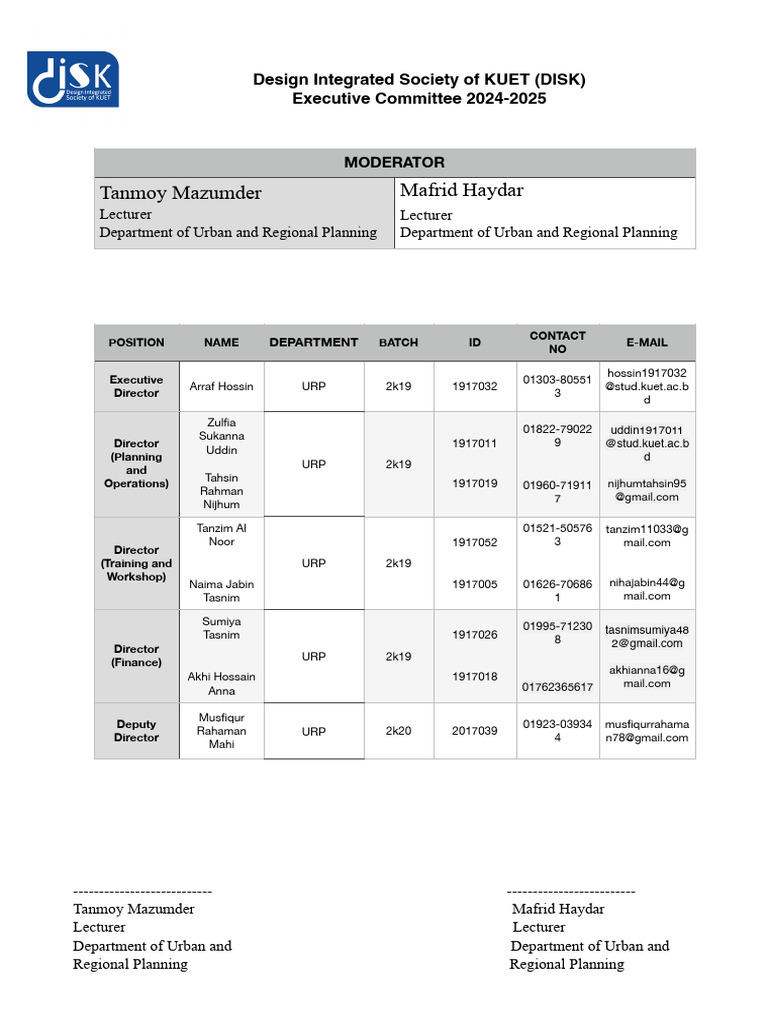 DISK Committee 2024-2025 For Print | PDF