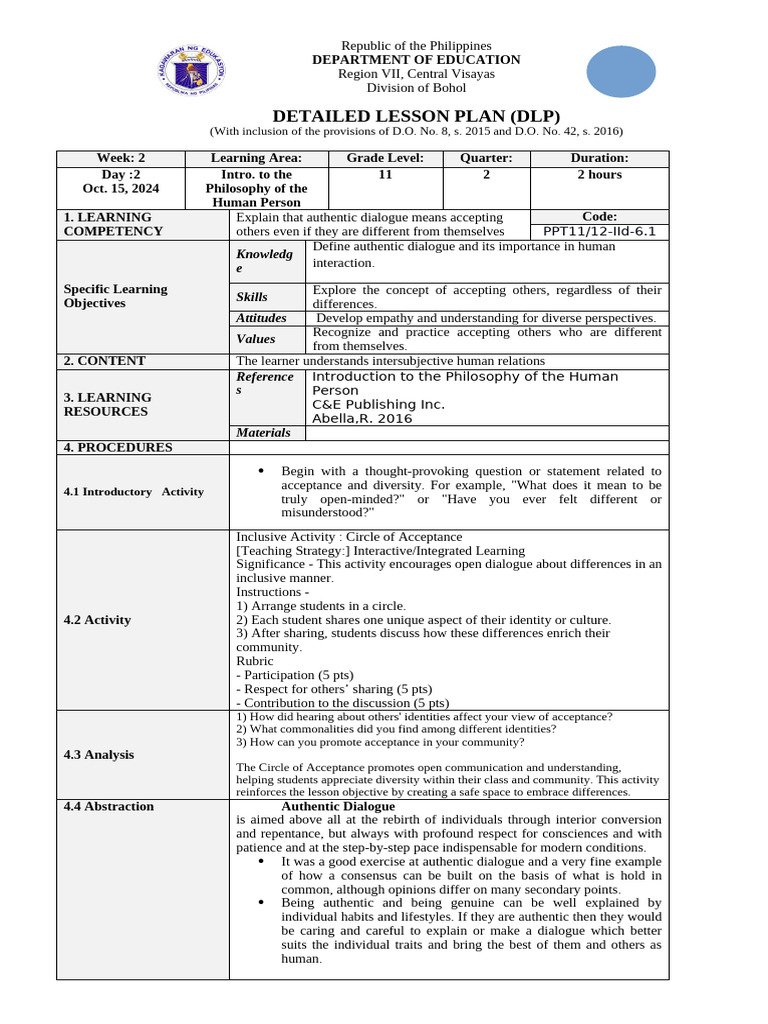 PLP - Philo Q2 - WK2 - Day3-4 | PDF | Disability | Learning