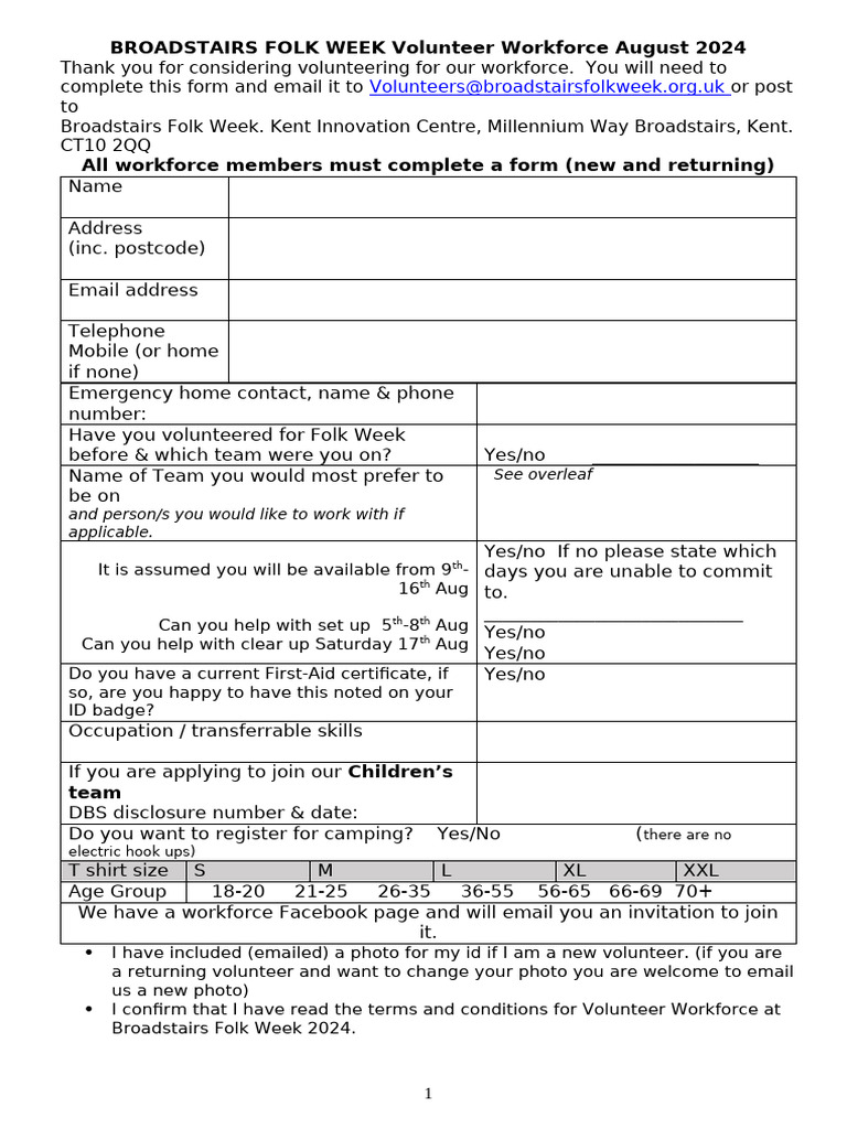 Volunteer Workforce Application Form 2024 V2 | PDF | Career & Growth ...
