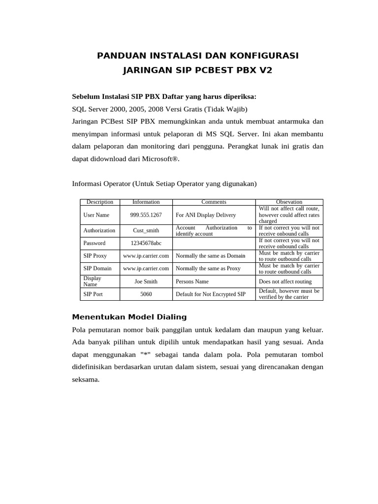 Manual PCBest Networks SIP PBX v2 | PDF | Komputer