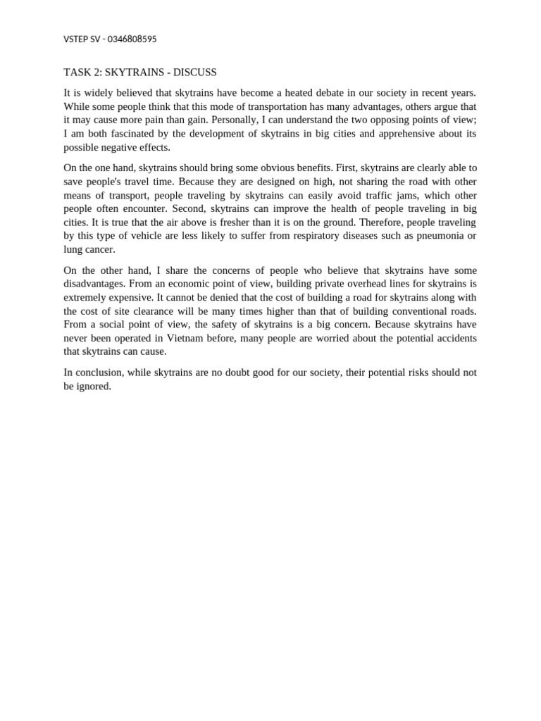 Task 2 Skytrain | PDF