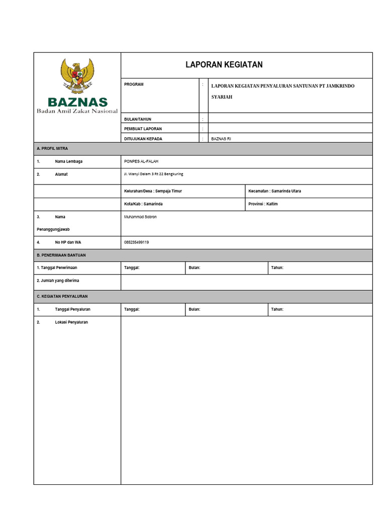 Form Laporan Kegiatan | PDF