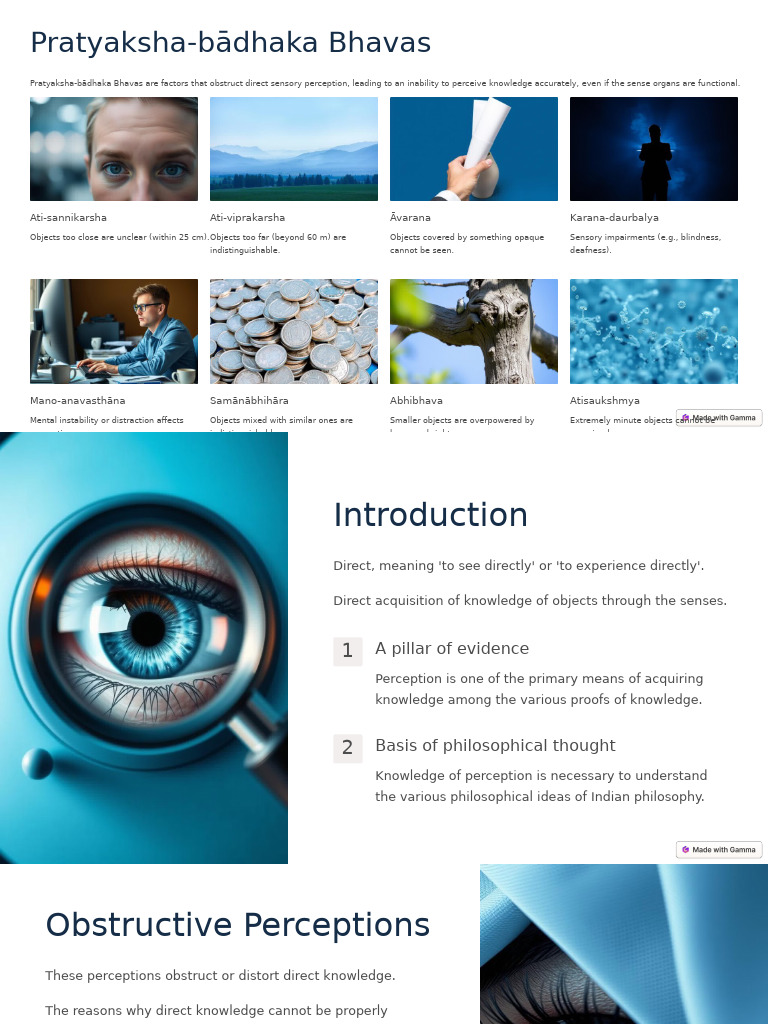 Pratyaksha Badhaka Bhavas | PDF | Senses | Knowledge