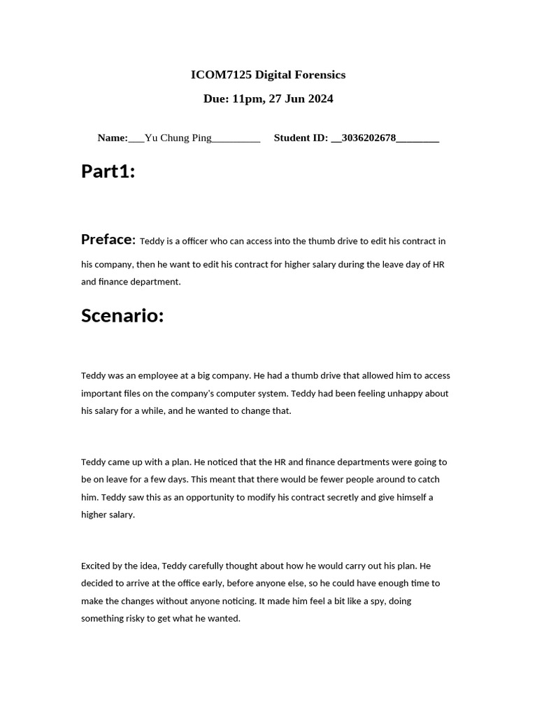 ICOM7125 Digital Forensics Homework | PDF | Digital Forensics | Usb Flash Drive