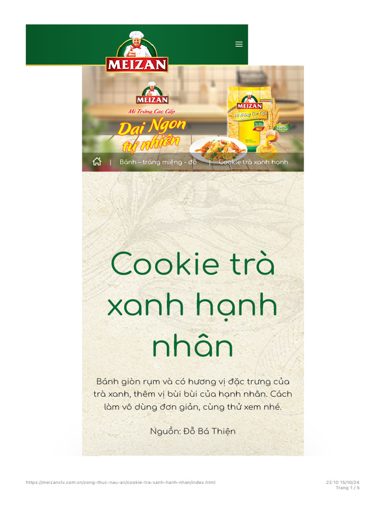 Cookie Trà Xanh Hạnh Nhân - Meizan | PDF
