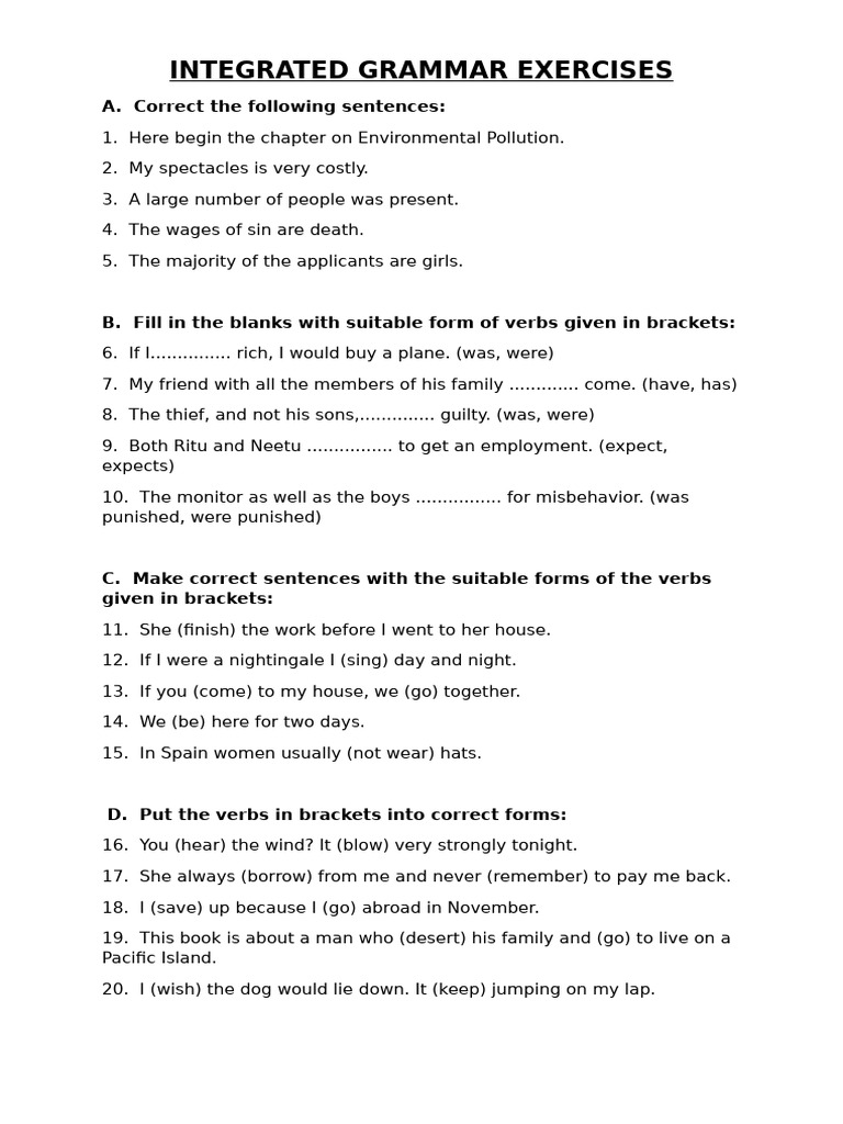 Integrated Grammar Exercises - Level 9 | PDF