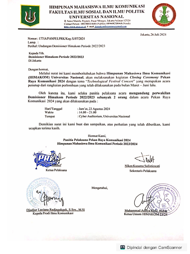 Surat Undangan Demisioner | PDF