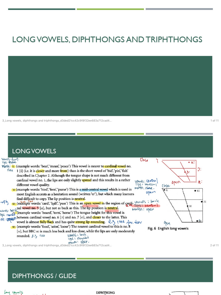 3 - Long Vowels, Diphthongs and Triphthongs - 5 | PDF | Vowel | Phonology