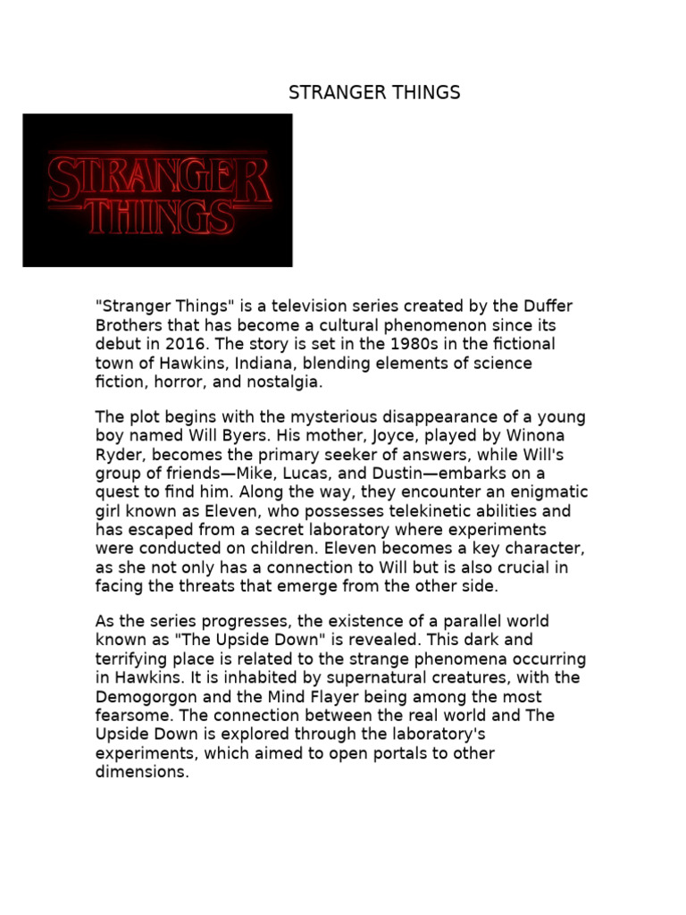 Stranger Things | PDF | Mystery, Thriller & Crime Fiction