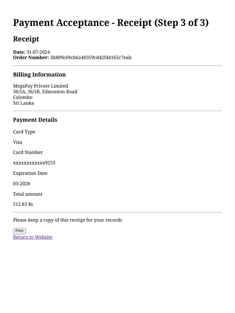 Payment Acceptance - Receipt (Step 3 of 3) | PDF | Technology & Engineering