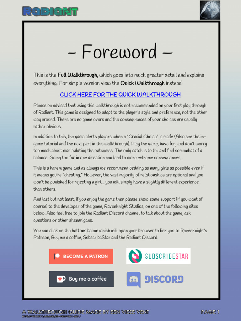 Radiant_Indepth_Walkthrough | PDF | Lust | Psychology