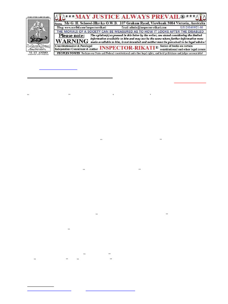 20241020-Mr G. H. Schorel-Hlavka O.W.B. To Professor Anne Twomey | PDF ...