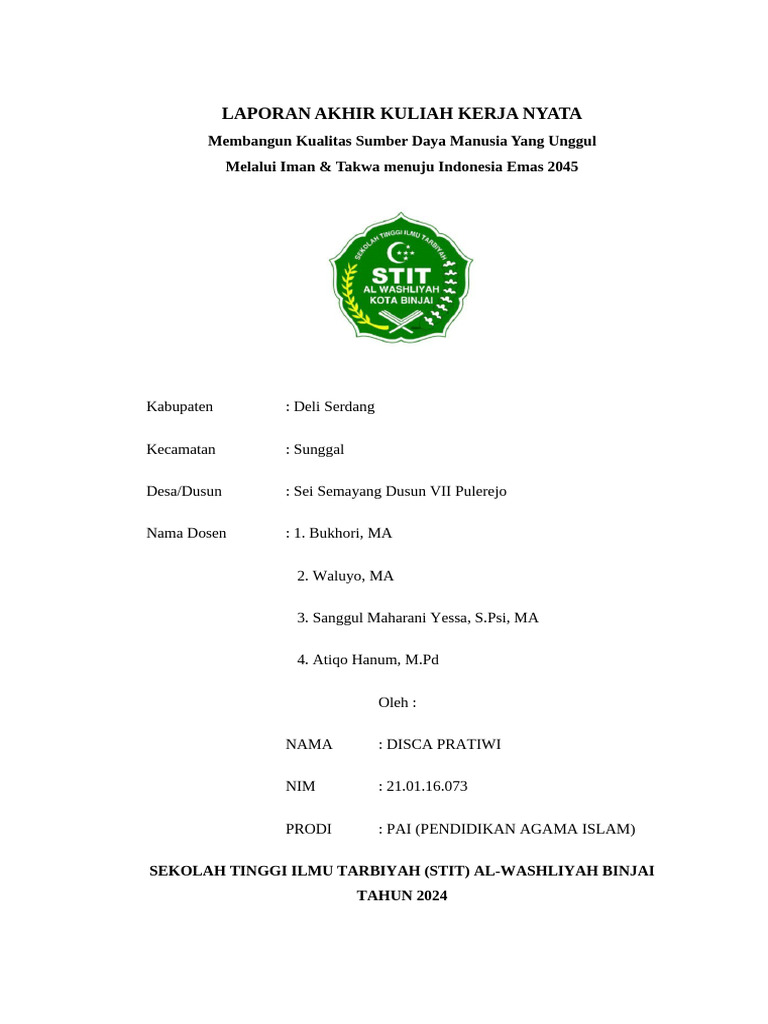 Laporan Akhir Kuliah Kerja Nyata-Disca | PDF