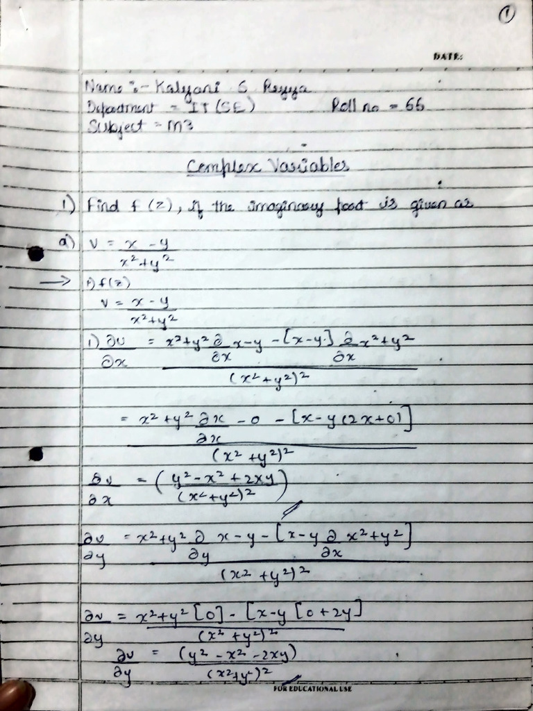 Maths Tutorial 4 Complex | PDF
