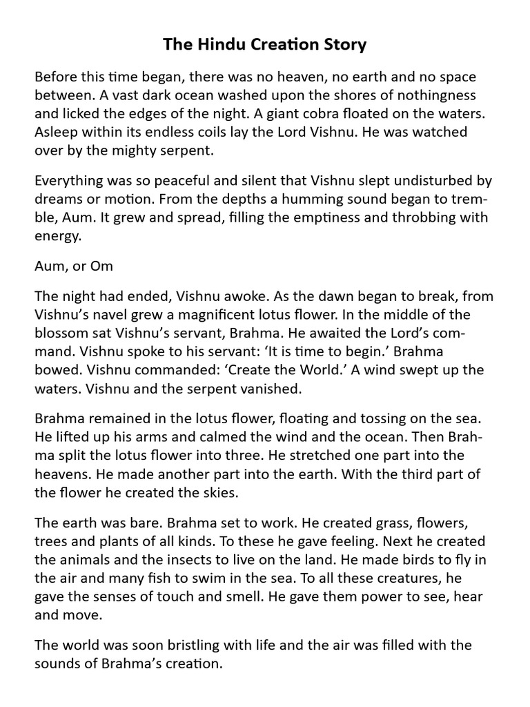 hindu creation story | PDF | Vishnu