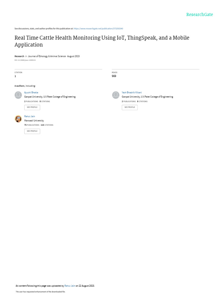 Real Time Cattle Health Monitoring Using Iot Thing Speak And A Mobile Application1 Pdf