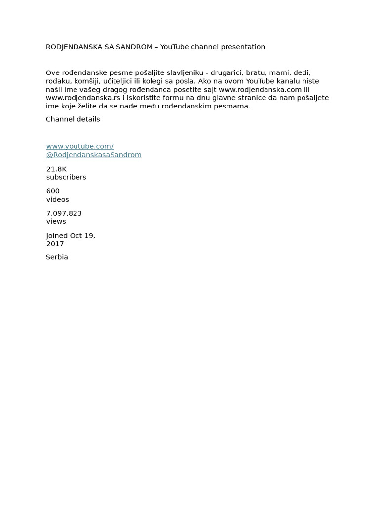 Rodjendanska Sa Sandrom | PDF
