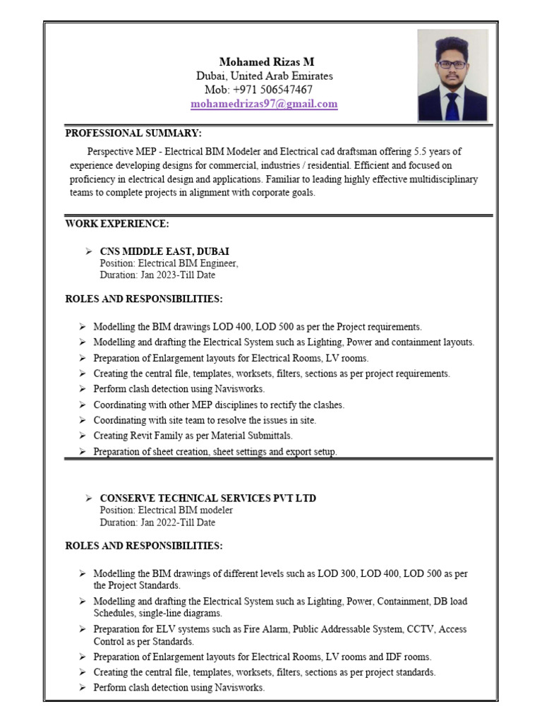 MOHAMED RIZAS_BIM MODELER(CV) | PDF | Building Information Modeling ...