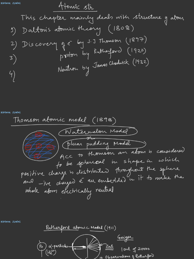 Atomic Structure L-01 (Class Notes) NJ - 247 | PDF