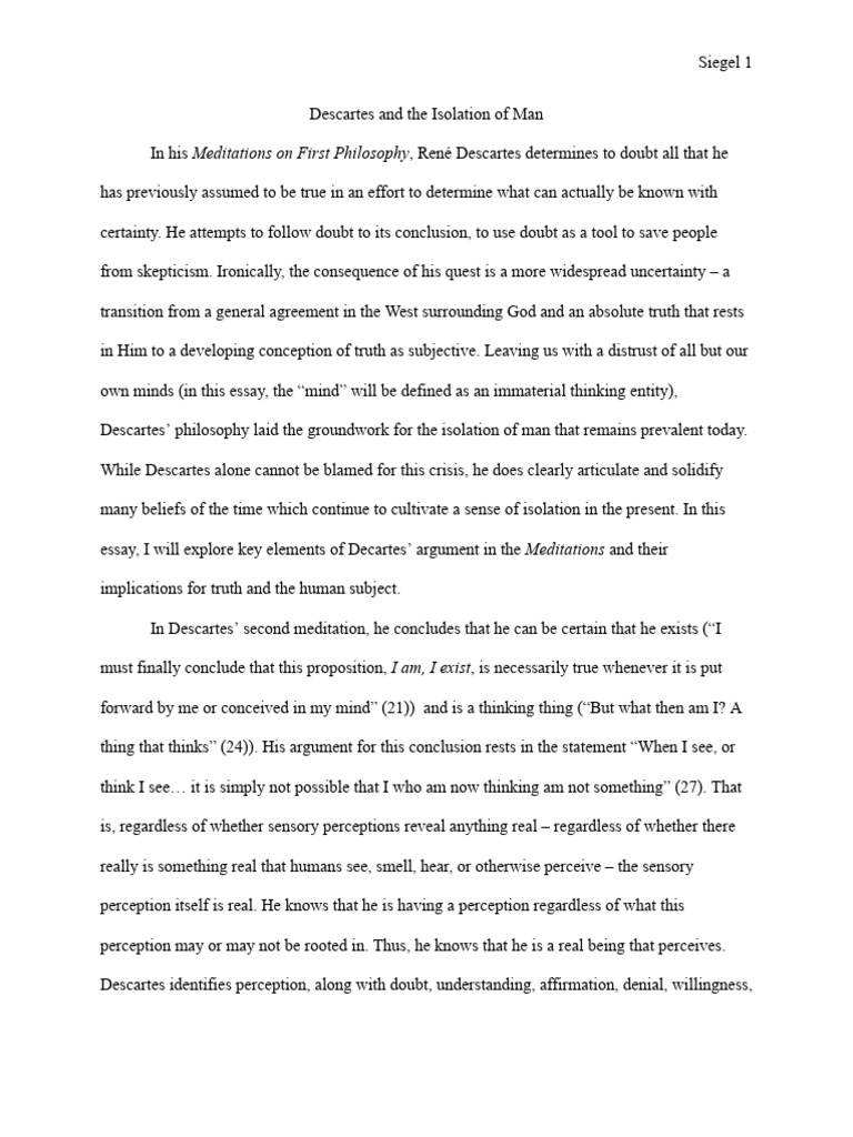 Descartes and The Isolation of Man | PDF | Perception | René Descartes