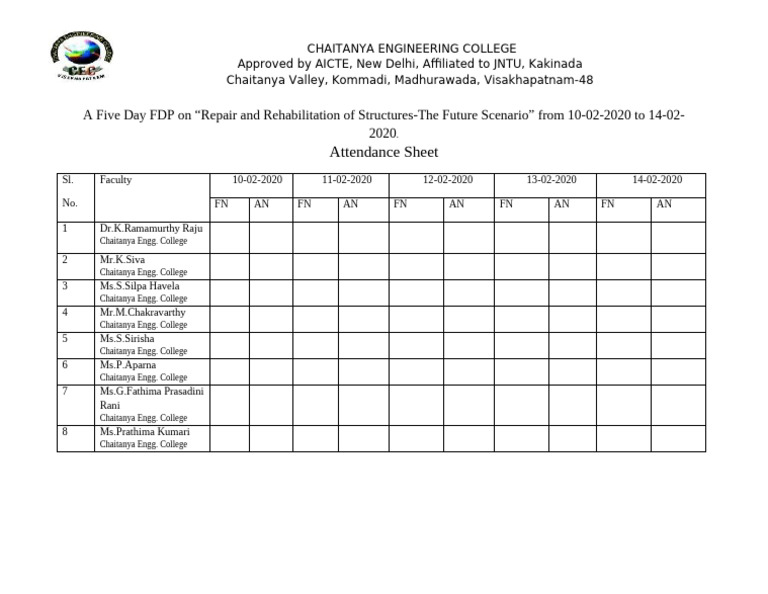 Attendance Sheet 2019-2020 | PDF