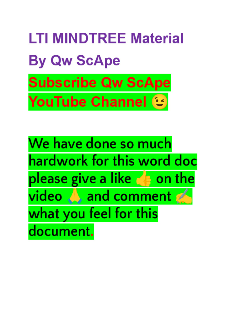 LTI MINDTREE Material | PDF | Speed